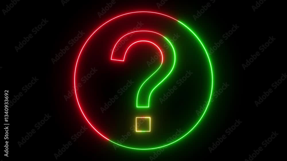neon red green color question mark icon animation problem help solution ...