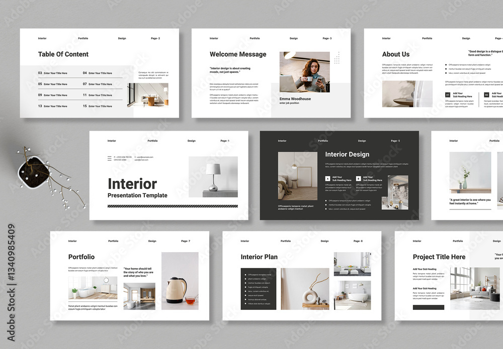 Minimalist Interior Design Portfolio Presentation Stock Template ...