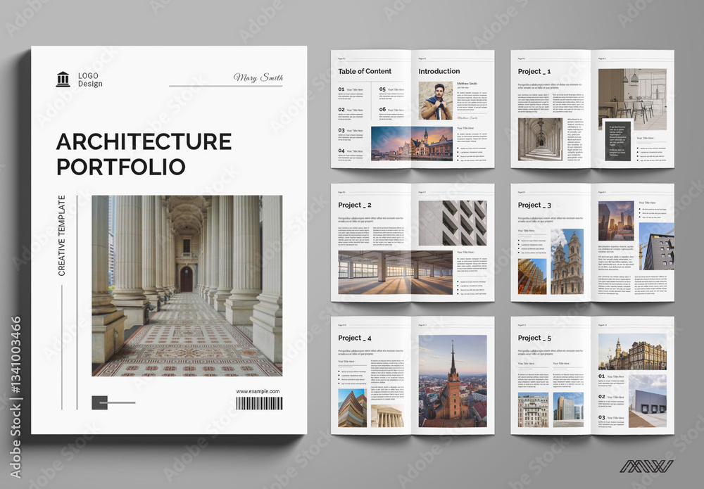 Architecture Portfolio Template Layout Stock Template | Adobe Stock