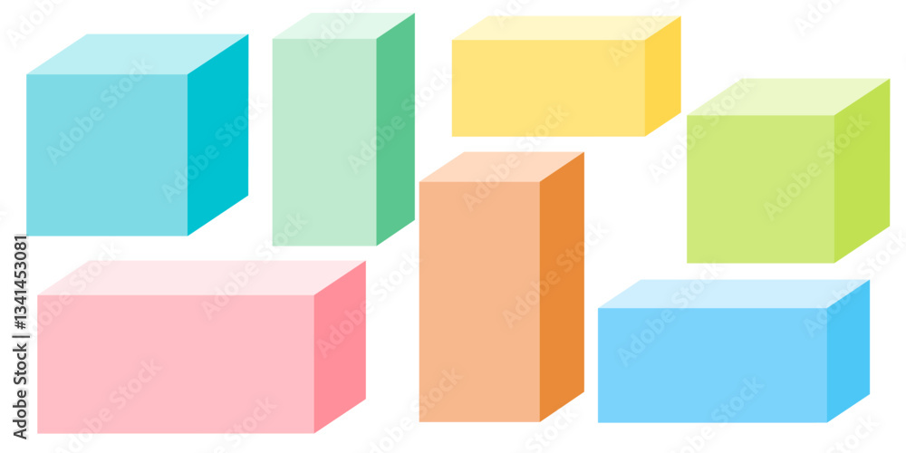 Poster 3D Shapes, rectangular prism, cuboid, 3D, vector illustrations ...