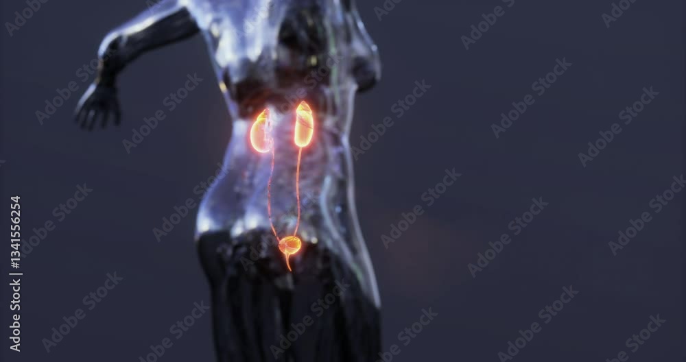 Visual representation of the human kidney anatomy displays the location ...