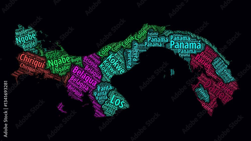Panama Intro Video. Regions Word Clouds Animation. Panama regions names ...