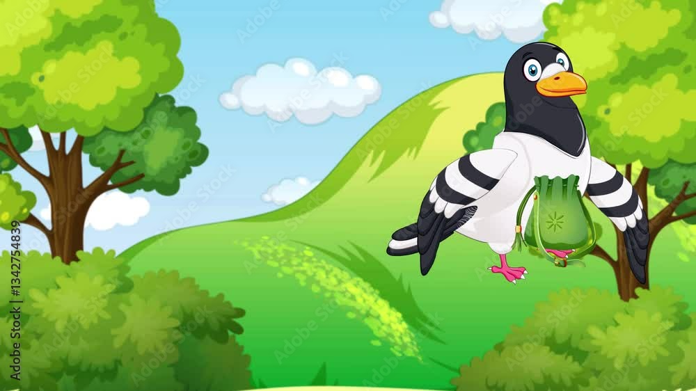 World Migratory Bird Day cartoon 2d animation bird cartoon A pigeon is ...