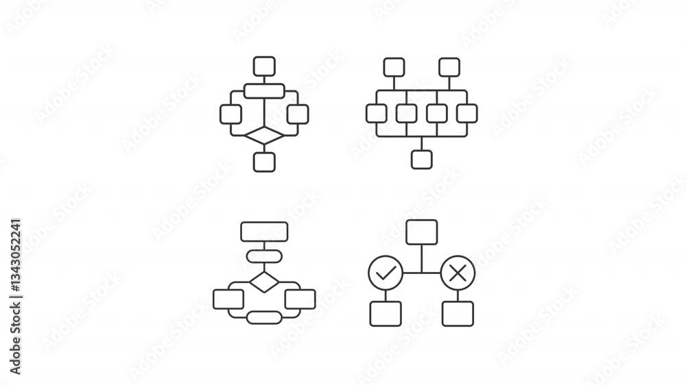 Organizational diagrams animation set. Hierarchy structures animated ...