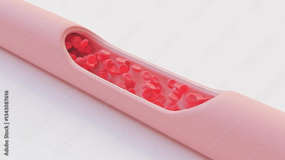 Red blood cells flow inside blood vessel, Fat or foreign objects to ...