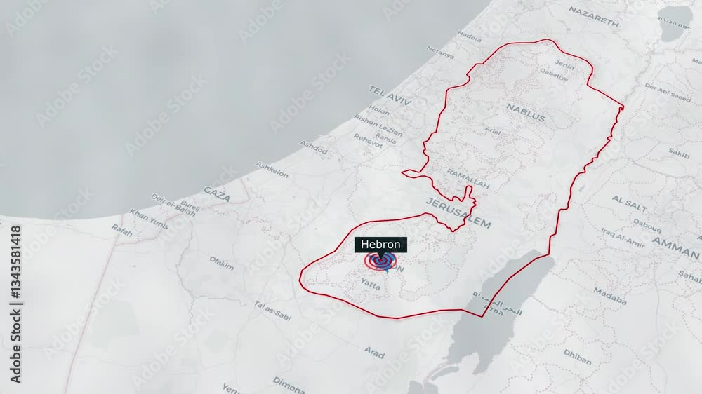 Detailed Map of Hebron Roads, Landmarks, Historical Sites, and ...