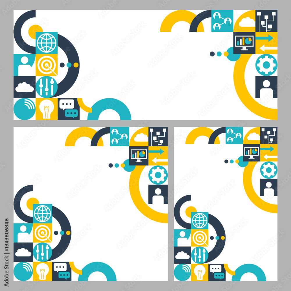 Poster Project management - Banner set in wide, square and vertical ...