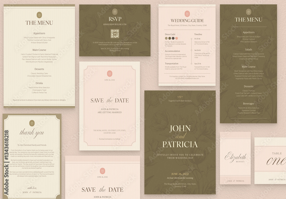 Wedding Invitations Set Stock Template | Adobe Stock