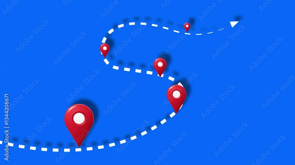 Simple style location and pin animation, Map location pins, red and ...