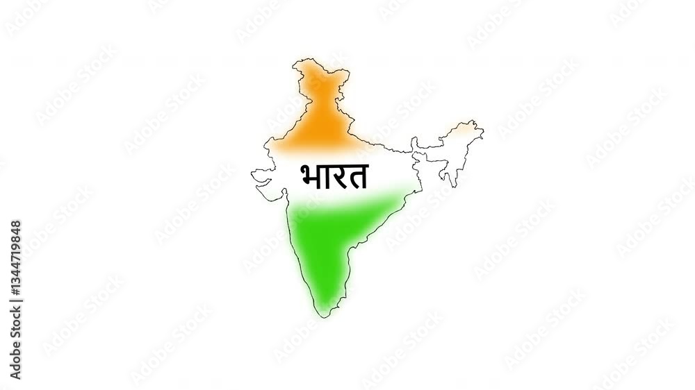India map outline animation on a white background with 'Bharat' written ...