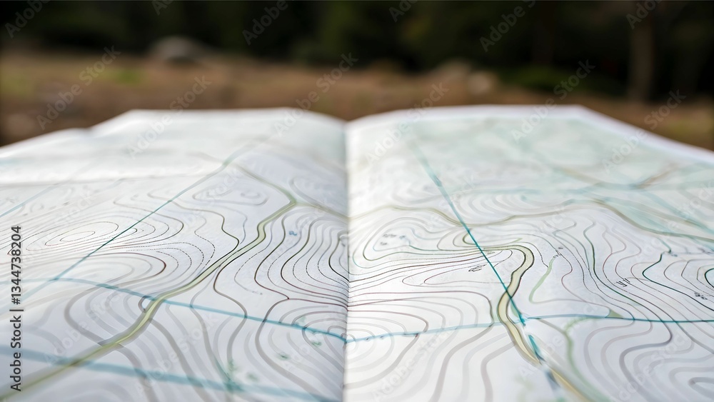 Poster geological mapping concept Open map displaying contour lines ...