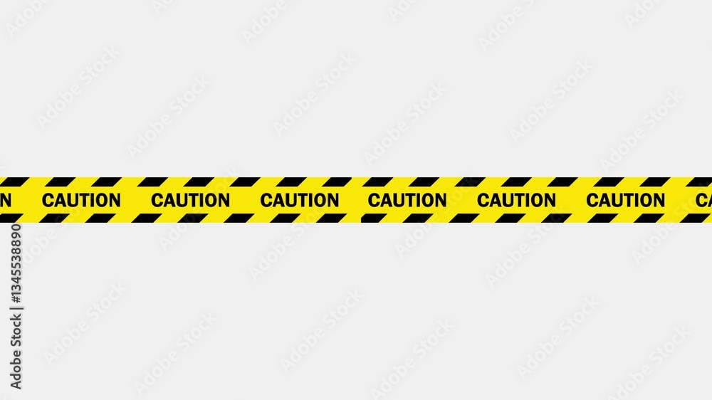 warning caution tape. Yellow and black hazard tape on transparent ...