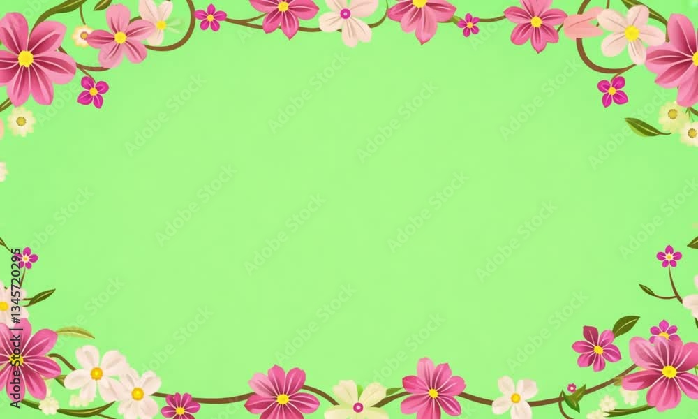 pink flower frame on green screen Stock Video | Adobe Stock