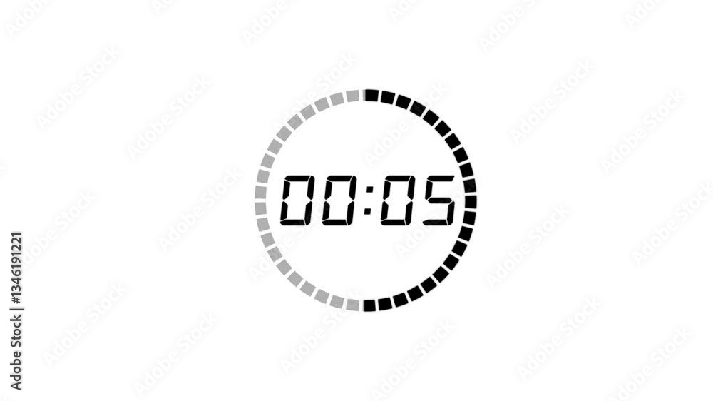 Circle countdown timer animation of 10 second on transparent background with alpha channels, 3 ...