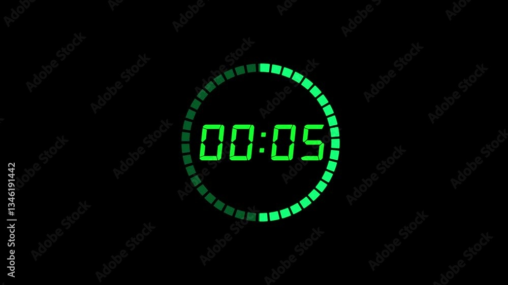 Circle countdown timer animation of 1 minutes on transparent background ...
