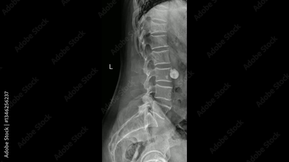 Lumbar Spine Lateral X-Ray Demonstrating Vertebral Alignment and Disc ...