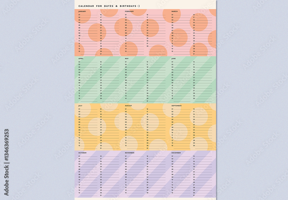 Year Planner Layout Stock Template | Adobe Stock