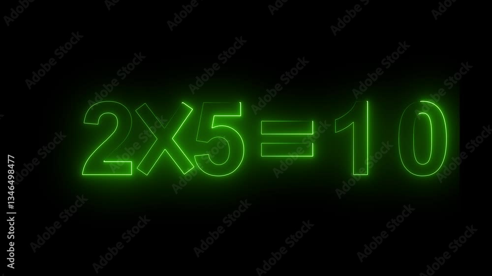 glowing neon representation of the mathematical multiplication equation ...