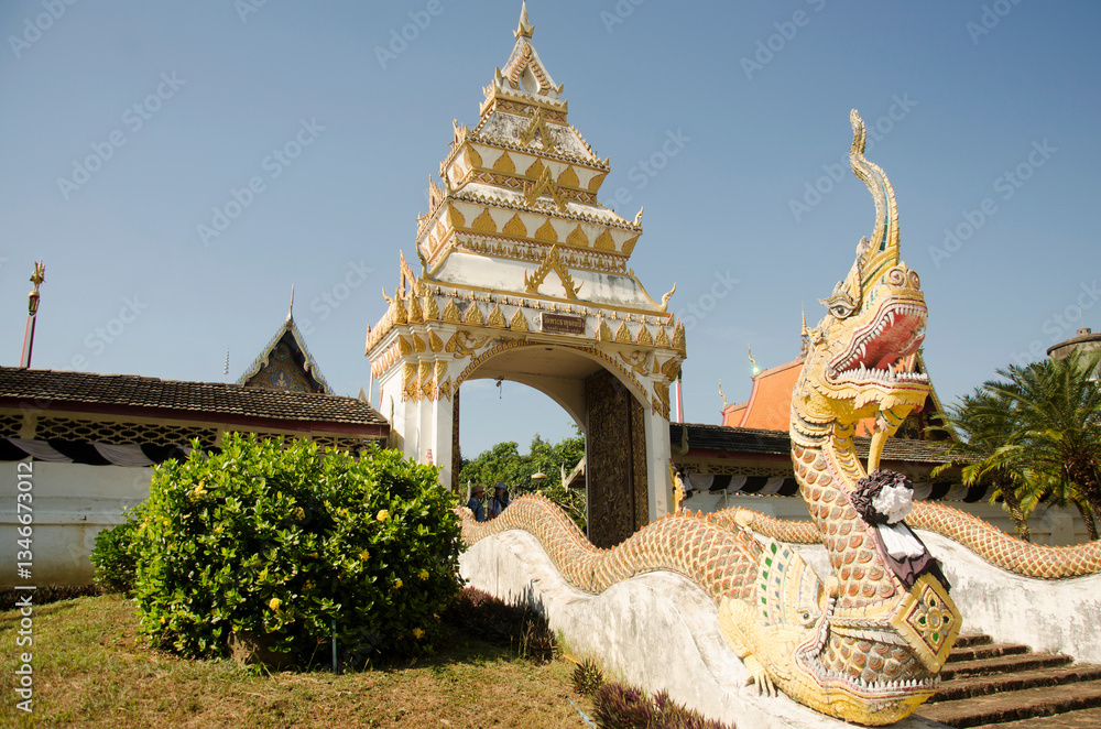 Poster Gate entrance with naga staircase for people walking go to ...