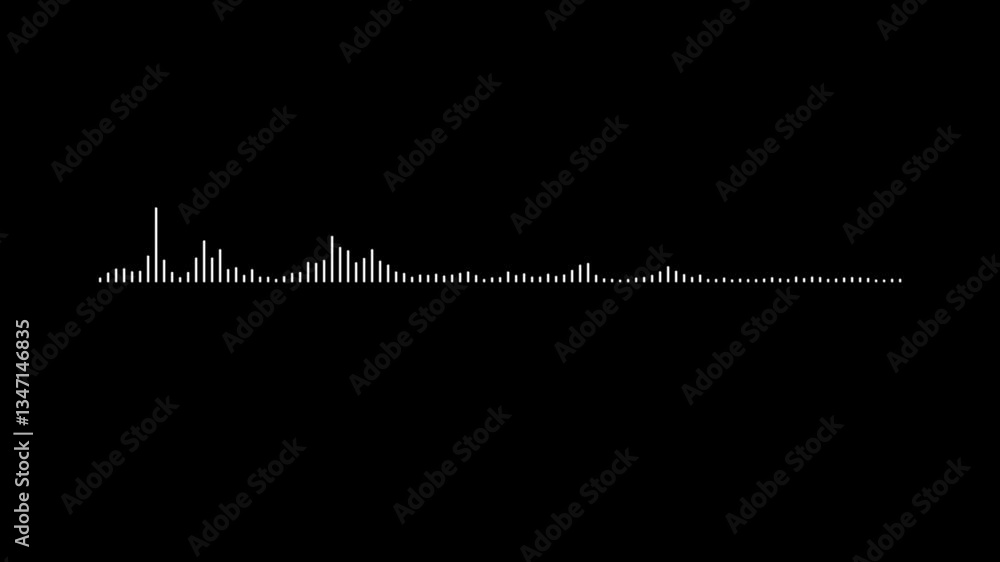 Dynamic Sound Wave Animation with White Frequency Bars, Circular Music Visualizer, and Black ...