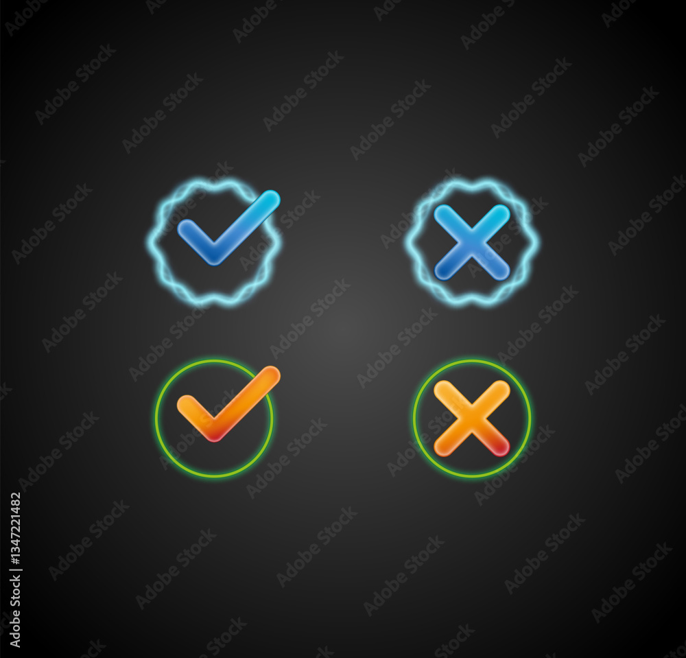 Poster Tick And Cross Signs Icons illustration – Wall Art | UkPosters