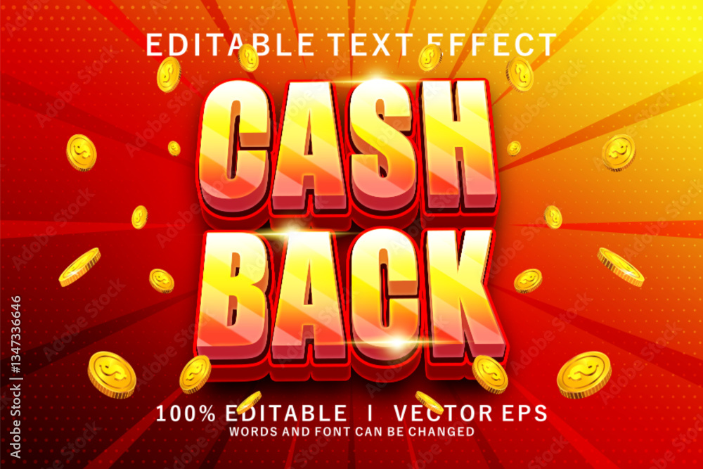 Poster cash back vector text effect with modern style design – Wall Art ...
