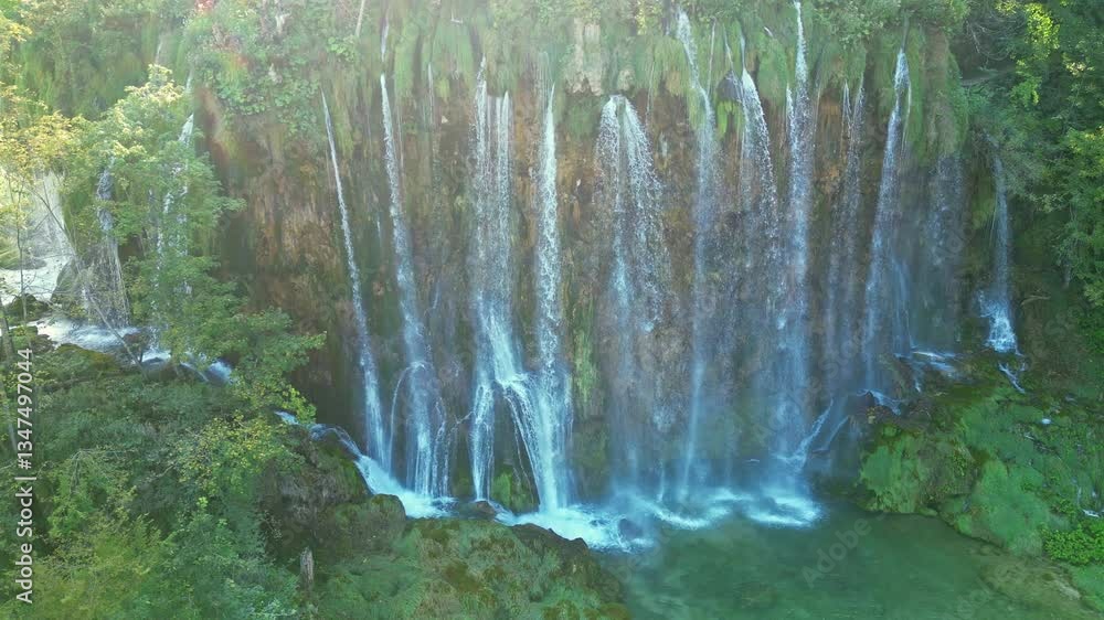Amazing waterfall and greenery. Natural paradise with waterfalls ...