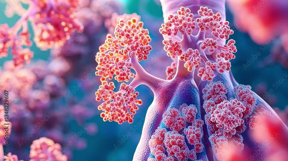 Microscopic View of Alveoli: A detailed, artistic rendering showcases ...