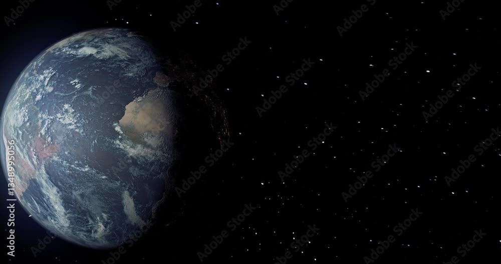 Planet Earth from space. Realistic model of the planet with clouds that ...