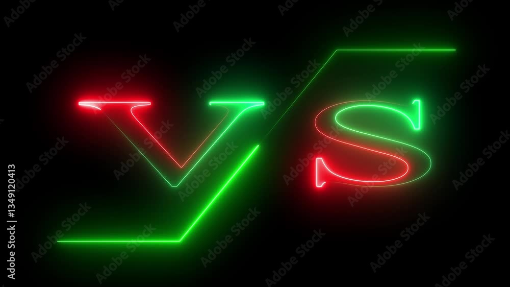 Vidéo Stock neon sign glowing animation. VS background. Versus screen ...