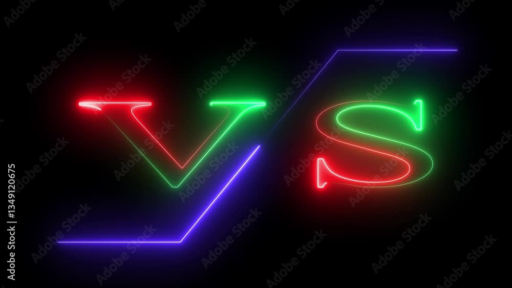 neon sign glowing animation. VS background. Versus screen futuristic ...