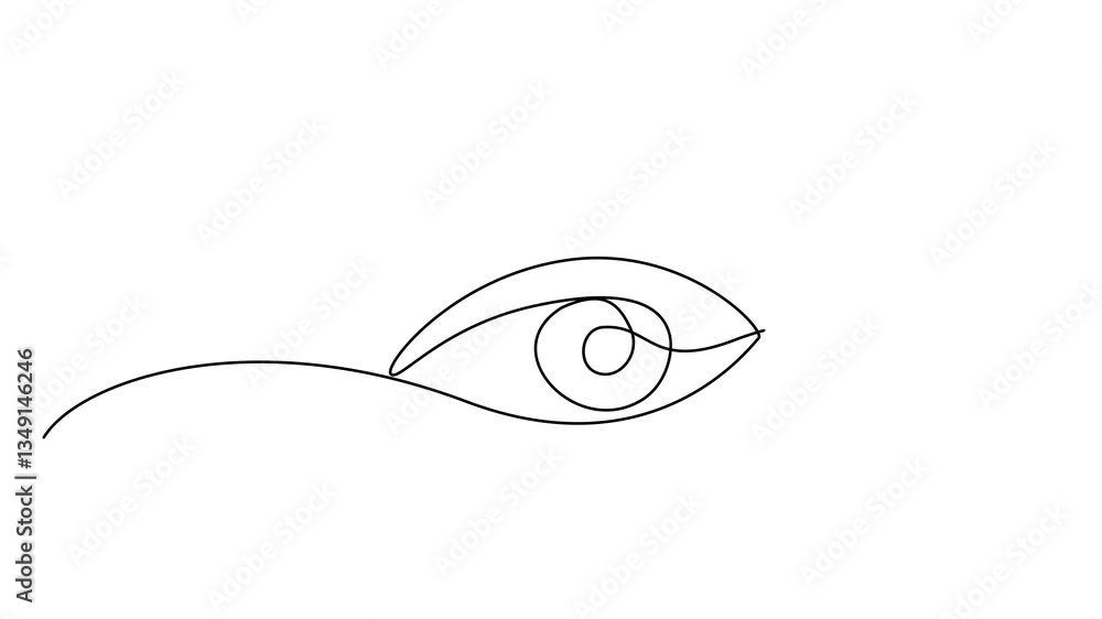 One line eye Icon drawing animation, single draw ophthalmologist symbol ...