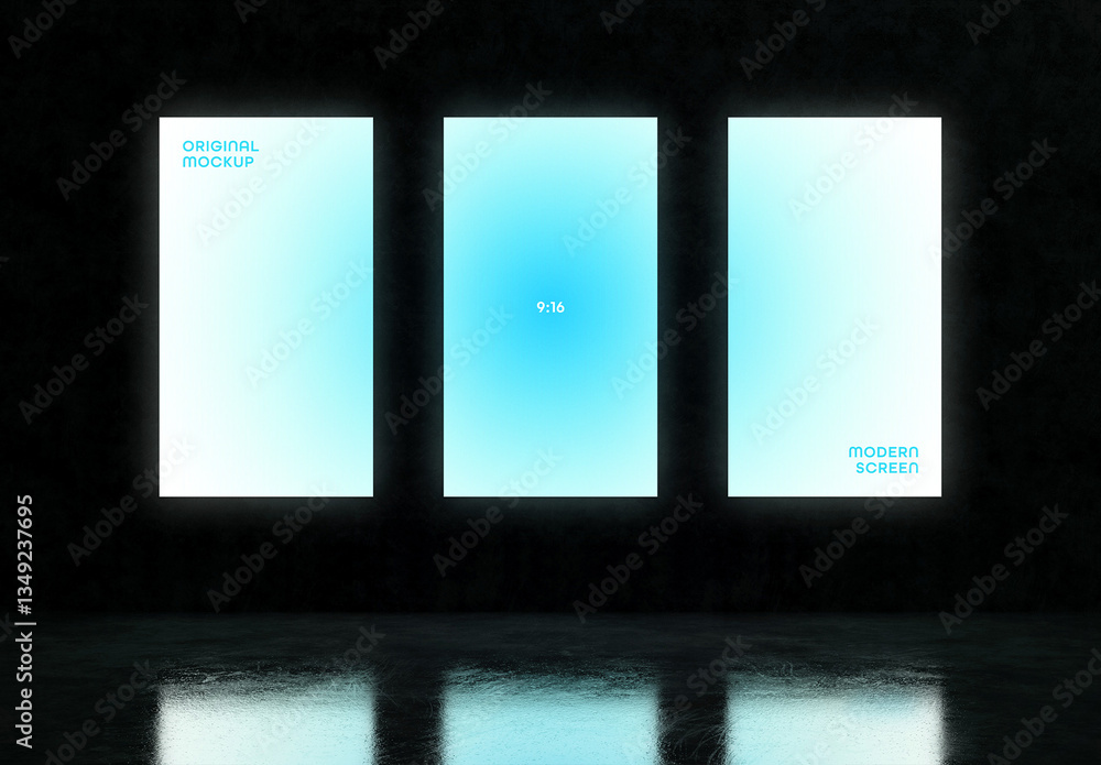 3 Vertical Screens Mockup Stock Template | Adobe Stock