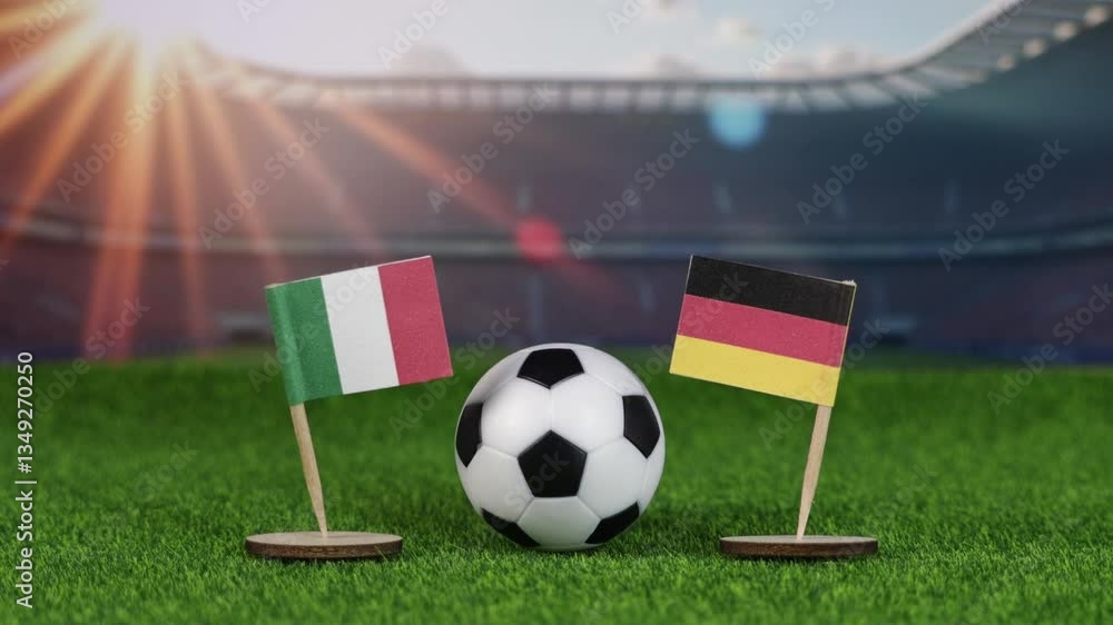 italy vs germany football rivalry concept with national flags, soccer ...
