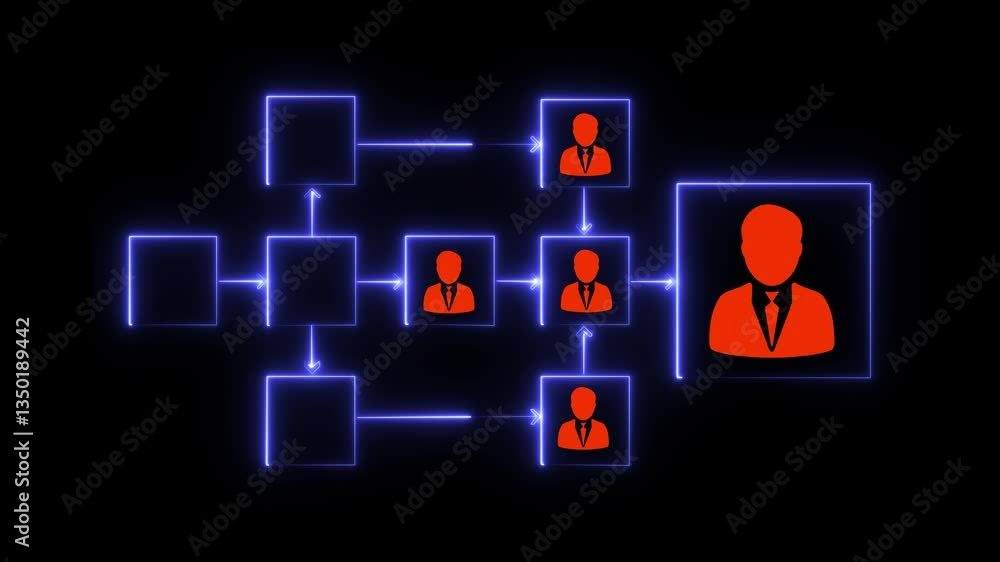 businessman show diagram algorithm flow, organization, and hierarchy ...