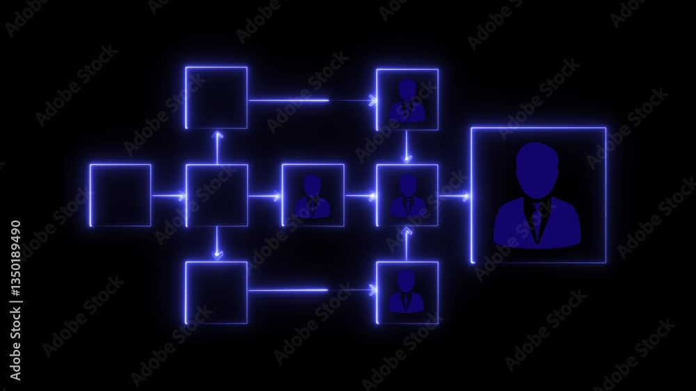 businessman show diagram algorithm flow, organization, and hierarchy ...