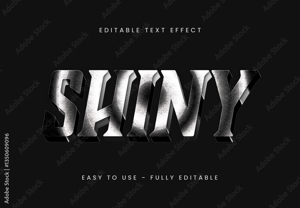 Silver Shiny Metallic Chrome 3D Embossed Text Effect Stock Template ...
