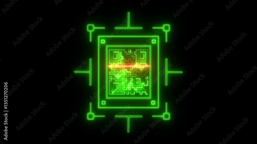 Neon QR code Futuristic barcode quick code scanning Bar. barcode qr ...