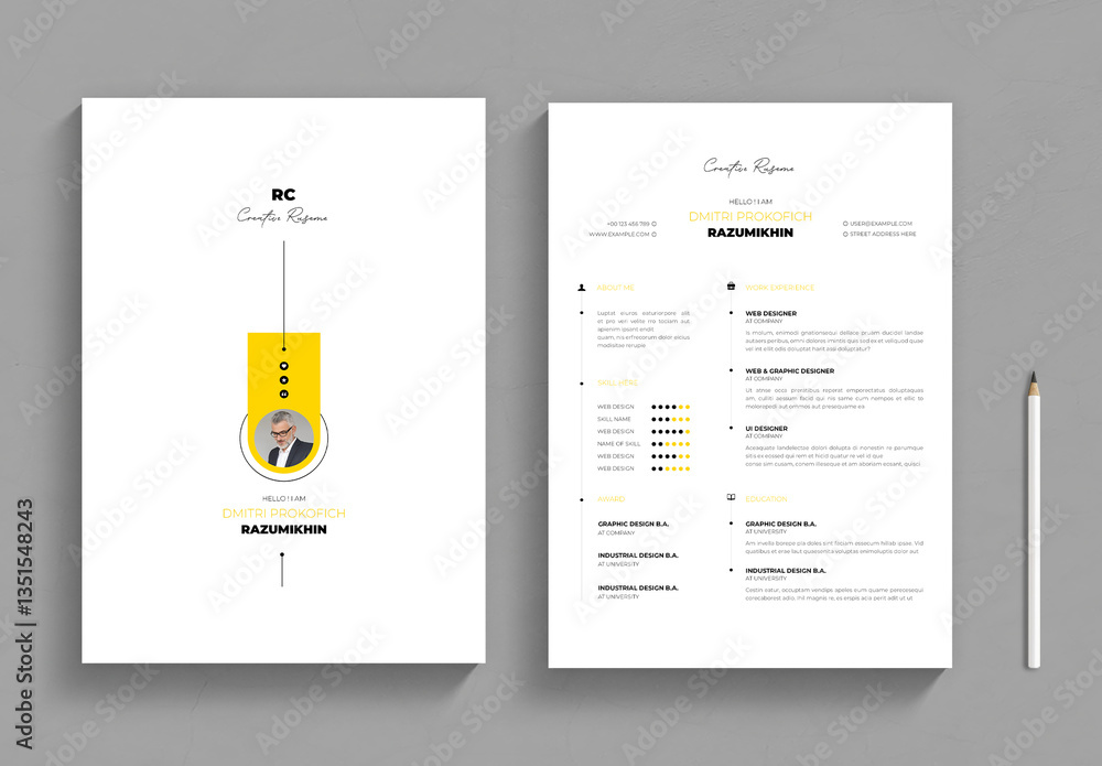 Clean and Simple CV Template for Instant Download Stock Template ...