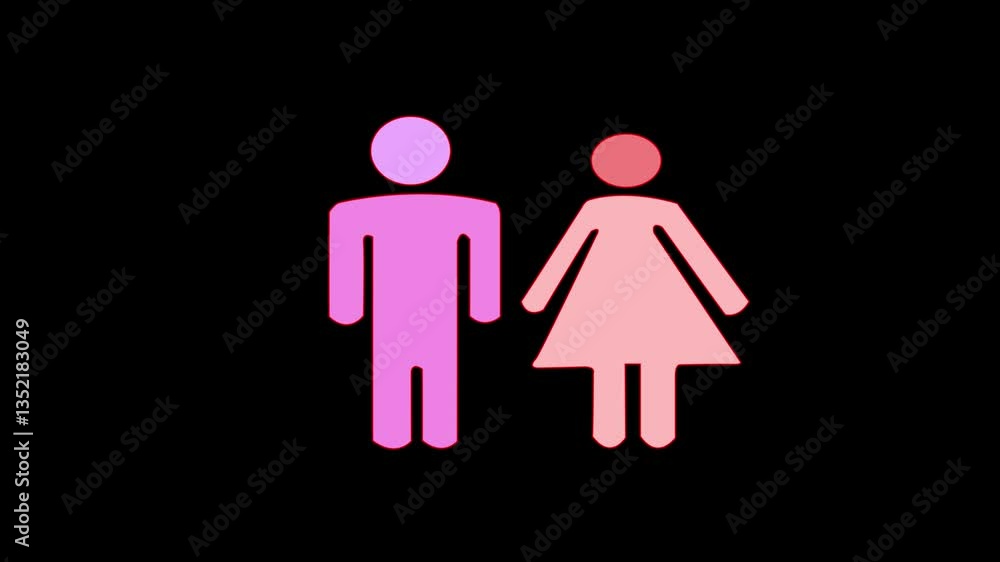 Equality, Gender symbols, pink and red icons, stylized human figures ...