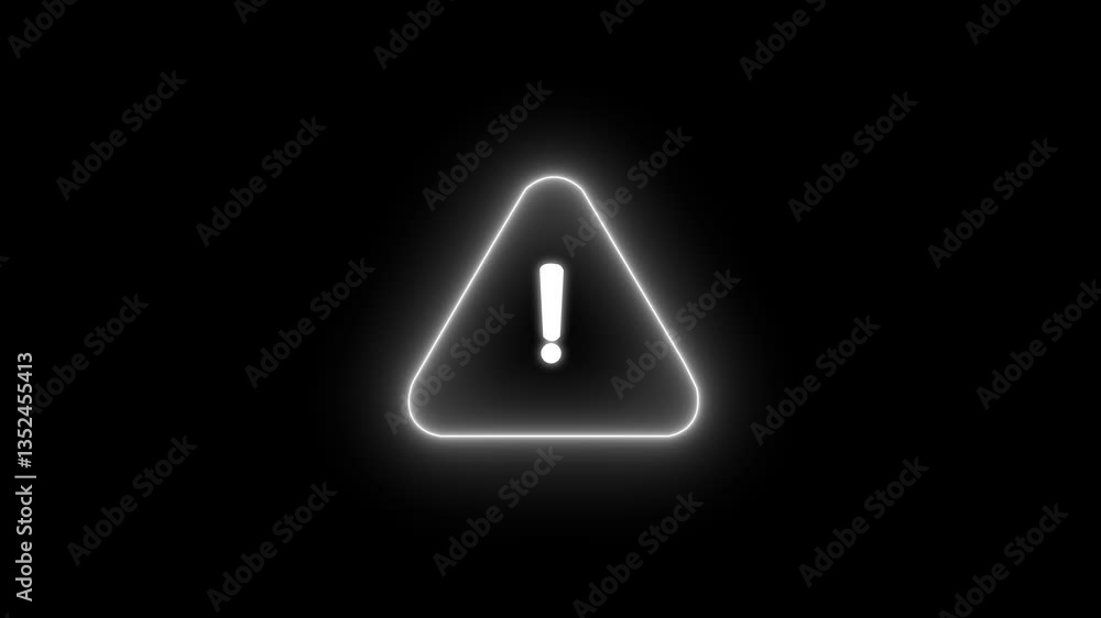 Attention road sign neon red flicker motion graphic animation a ...