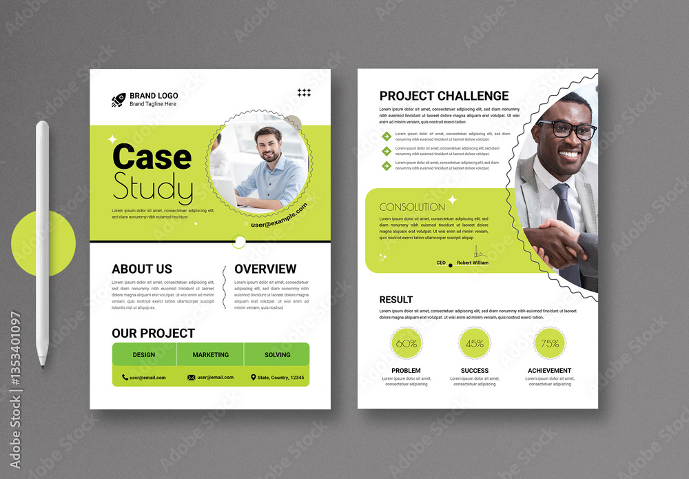 Project Case Study Template Layout Stock Template | Adobe Stock