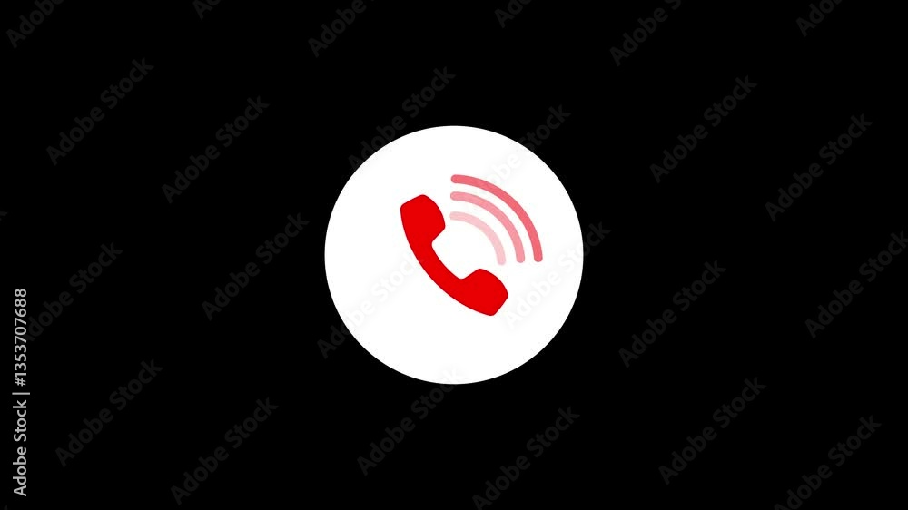 Incoming call icon animation. Alpha channel, transparent background. 4K ...
