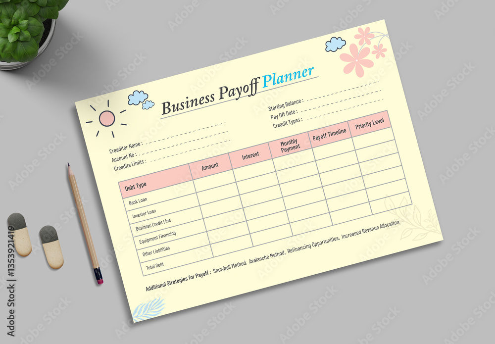 Business Payoff Planner Layout Design Stock Template | Adobe Stock