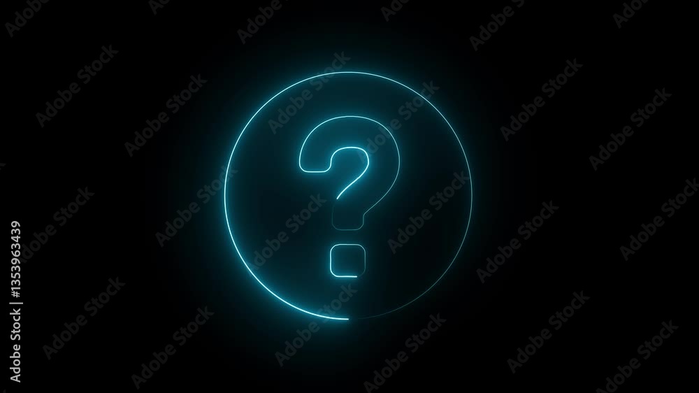 Question mark sign animation. Neon colored digital question mark ...