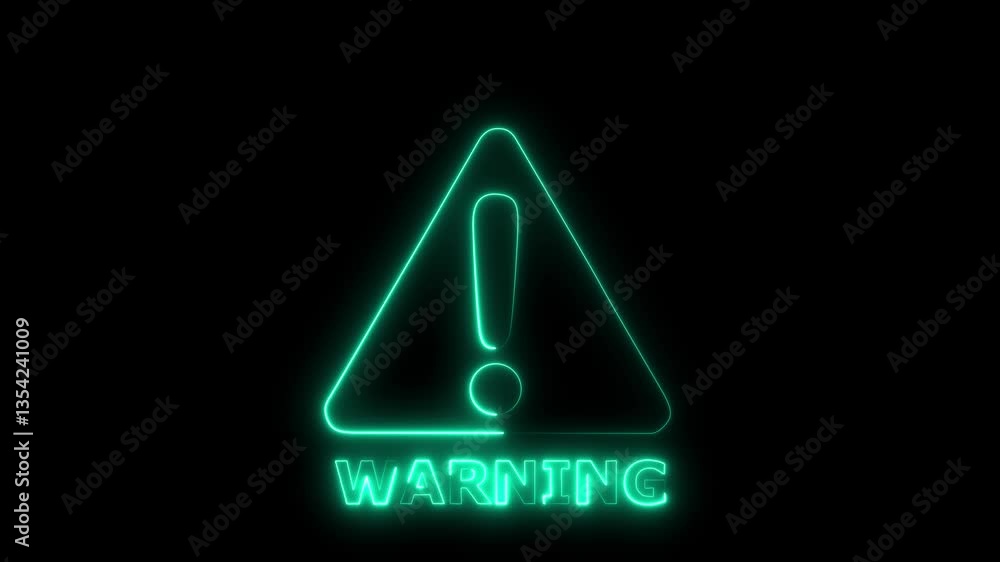 Neon glowing warning sign logo icon animated with warning sign ...