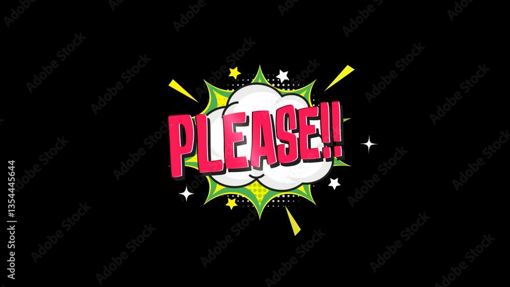 PLEASE pop art in comic style text video 4K animation. Pop Art PLEASE ...