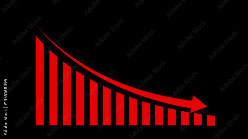 Animated graph chart with upward on a black background. cyan color ...