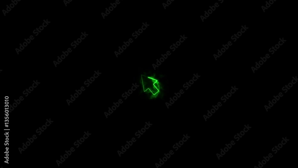 green neon symbol mouse pointer.Glowing neon line Computer mouse click ...