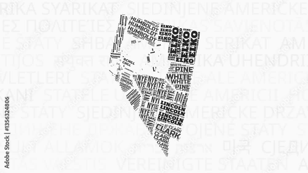 Nevada intro animation. State with counties illustration video ...